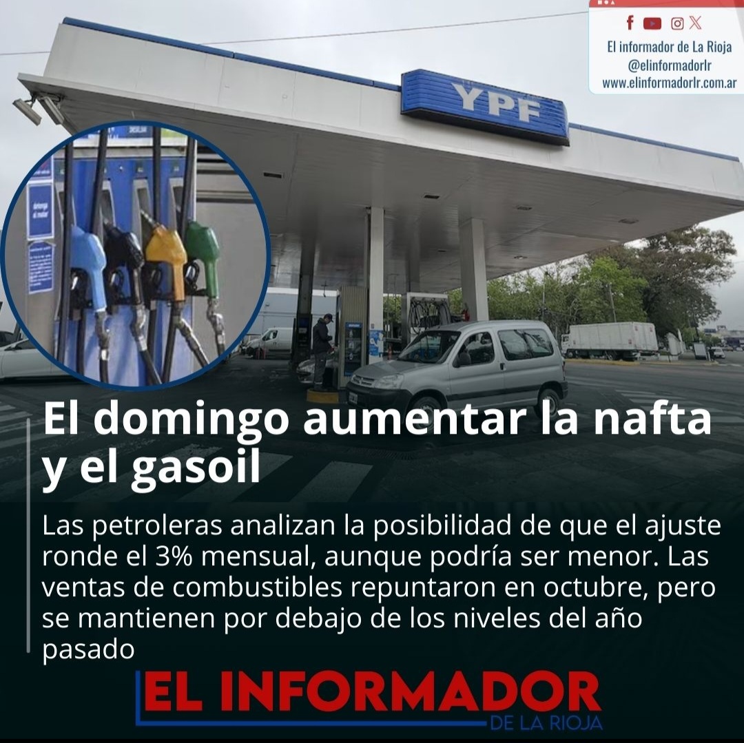 El domingo aumenta la nafta y el gasoíl - El Informador de La Rioja